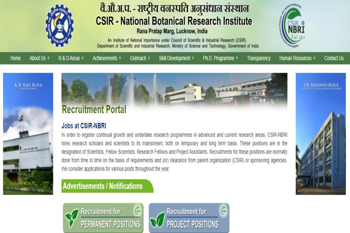 CSIR-NBRI Recruitment 2021: Registration Begins For Scientist, Other ...