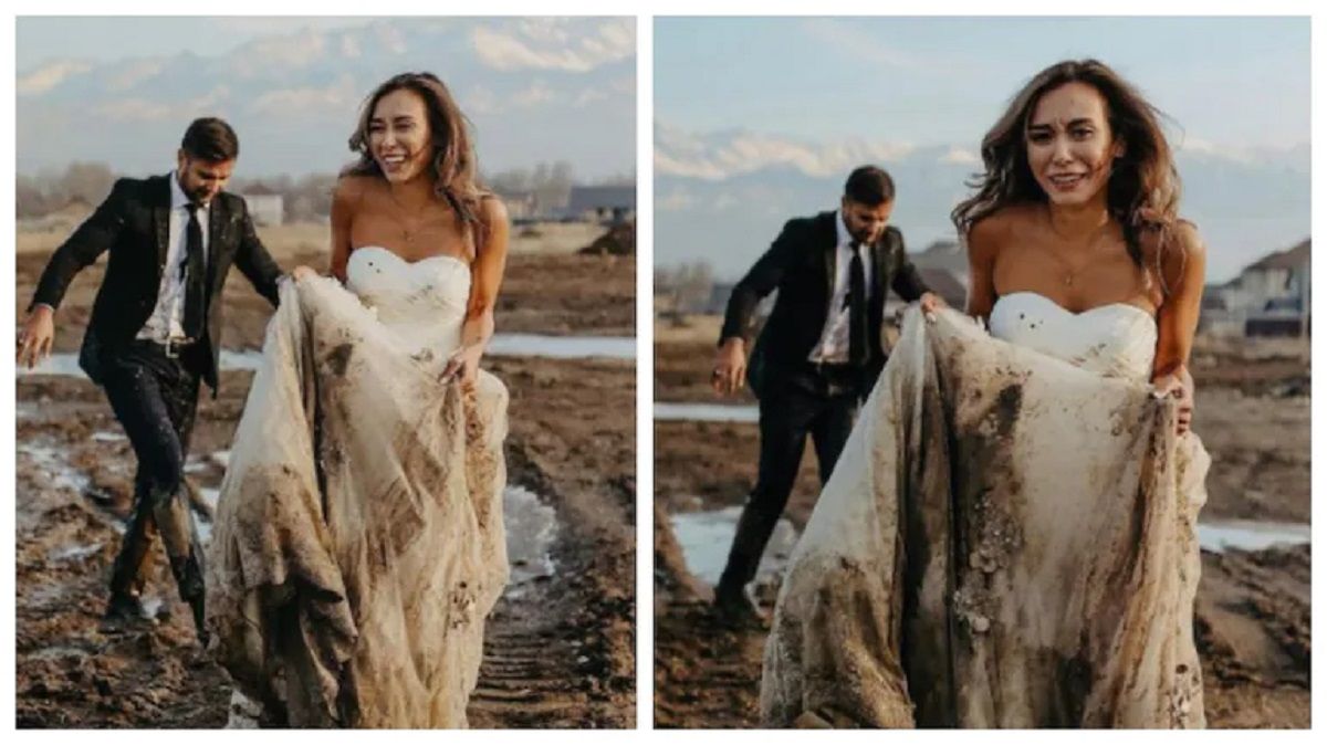Bride and Groom Fall in Mud During Wedding Photoshoot, Hilarious Pics ...
