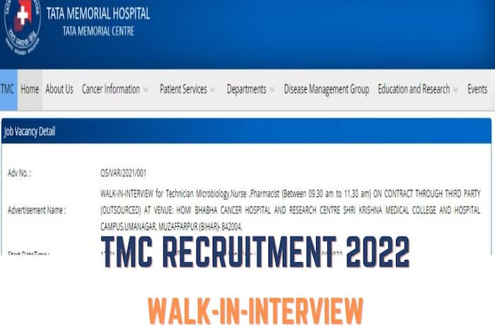 TMC Recruitment 2022: Walk in Interview For Nurse, Other Posts to Begin ...