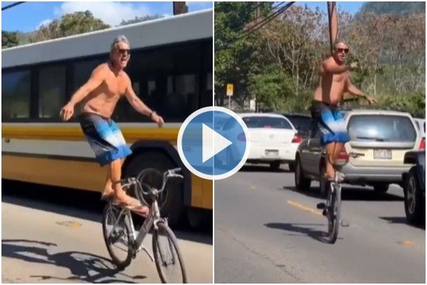 Viral Video: Man Pulls Off Cool Bicycle Stunt in Middle of The Road ...