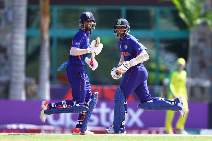 AUS U19 194/10 (41.5) v IND U19 (290/5) Semi Final Highlights | Under ...