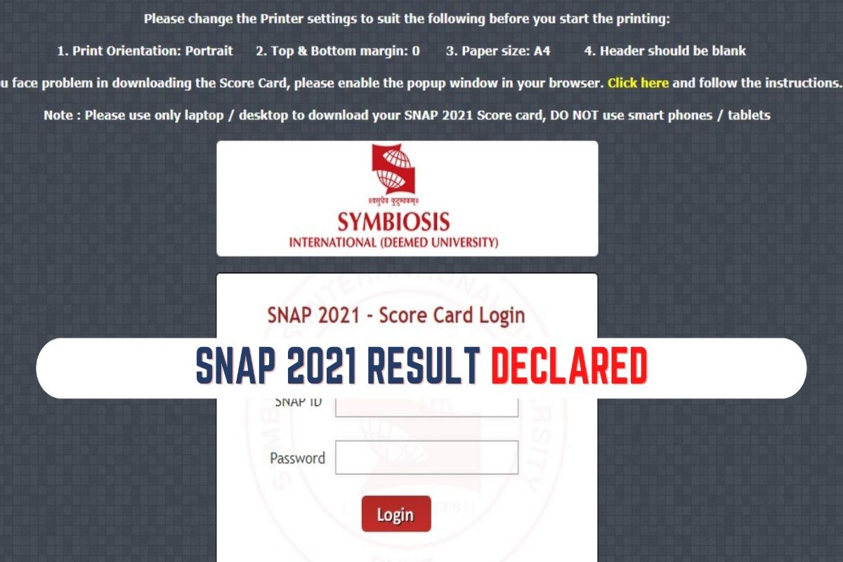 SNAP 2021 Result Declared on snaptest.org | Here