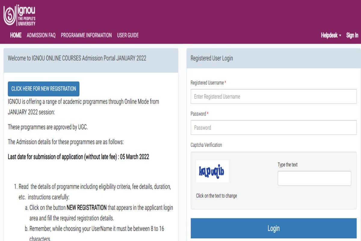 IGNOU January 2022 Session: Registration Date Extended Till March 5; Here