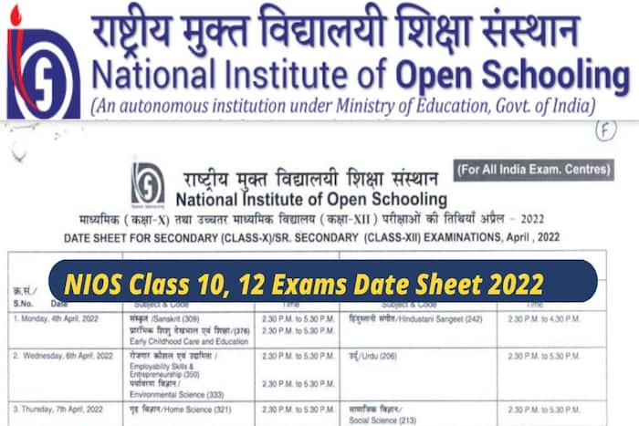 NIOS Class 10,12 Exams Date Sheet 2022 Released; Check Schedule Here