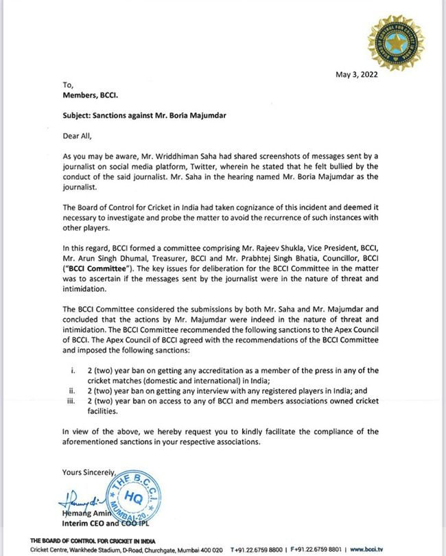 Boria-Saha Incident: What Does The 2-Year Ban By BCCI Mean For ...