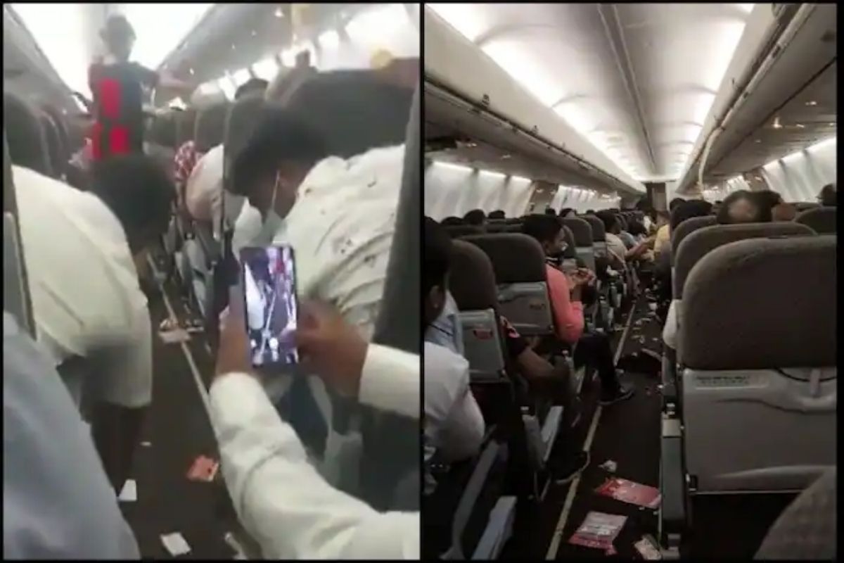 SpiceJet Inside Footage: वादळात अडकलेल्या स्पाइसजेटच्या विमानातील ...
