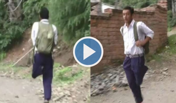 Specially-abled Kashmir Boy Walks 2 Km To School Daily On One Leg ...