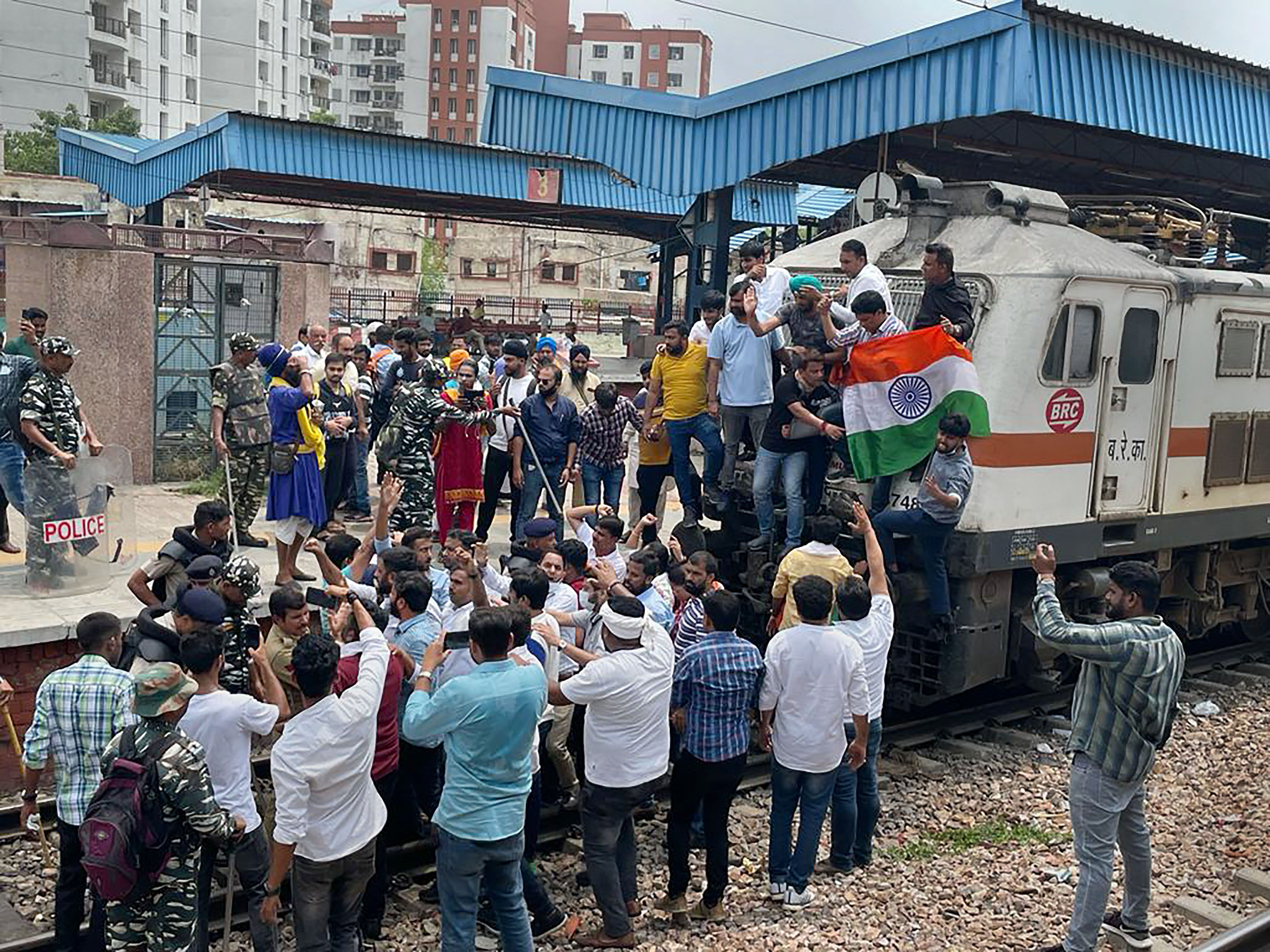 Video: Youth Congress Workers Block Railway Track, Stop Train Near Delhi