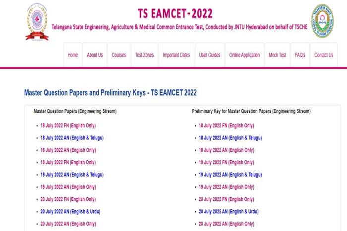 TS EAMCET Answer Key 2022 Released For Engineering Stream at eamcet ...
