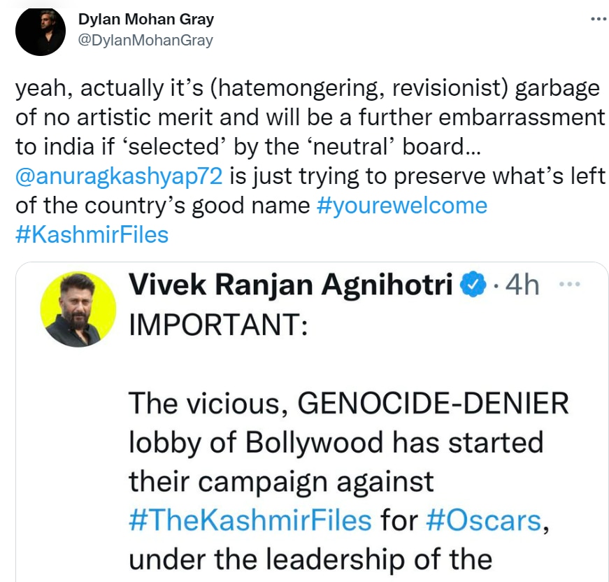 The Kashmir Files is Hate Mongering Garbage Says Filmmaker Supporting Anurag Kashyaps Oscar ...