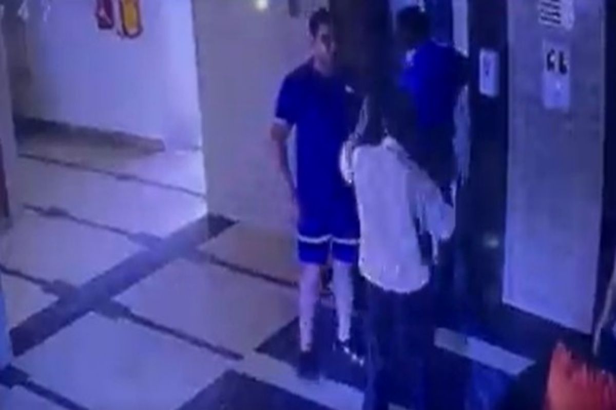 Caught on Camera Man Slaps Security After Being Rescued From Elevator ...