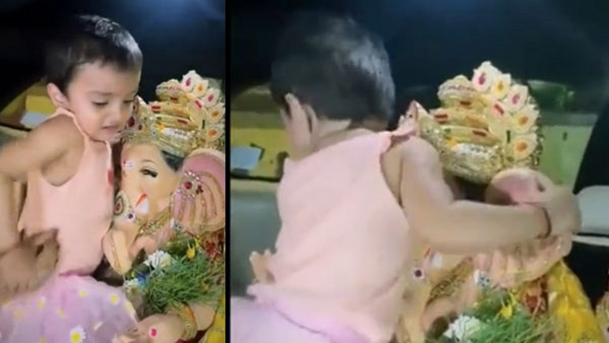 Viral Video: Little Girl Hugs Lord Ganesh Idol And Cries, Refuses To ...