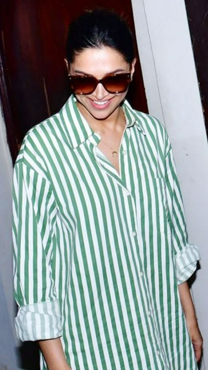 Deepika Padukone Steps Out in Striped Shirt Dress With Front Slit