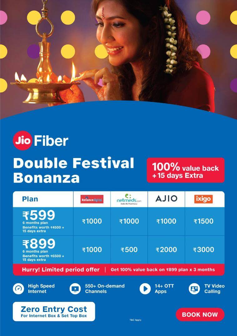 JioFiber Double Festival Bonanza Offers Announced Ahead of Diwali