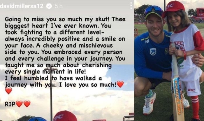 दक्षिण अफ्रीकी बल्लेबाज डेविड मिलर की नन्हीं फैन का निधन, सोशल मीडिया ...