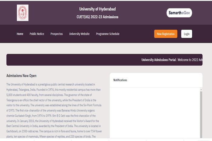 University Of Hyderabad Admission 2022 Through CUET: Registration Date ...
