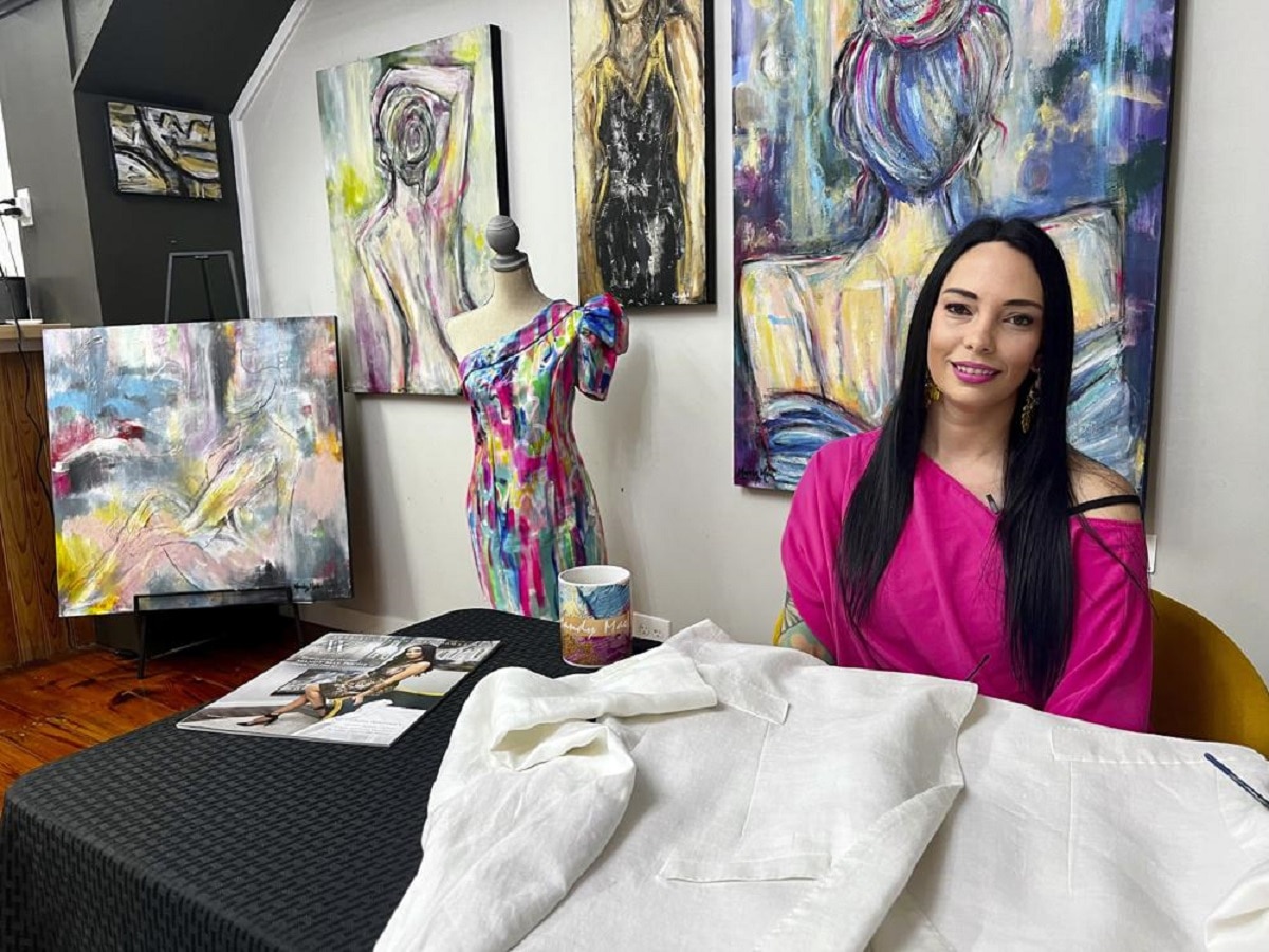 Artist’s Hand-Painted Dress To Match Her Art Work Goes Viral