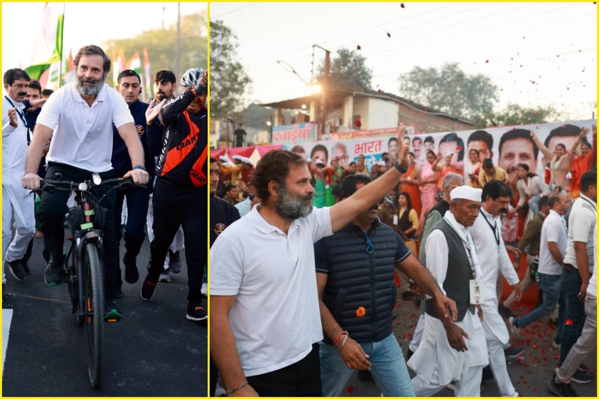 इंदौर से उज्जैन की ओर बढ़ी भारत जोड़ो यात्रा, साइकिल की सवारी करते दिखे ...