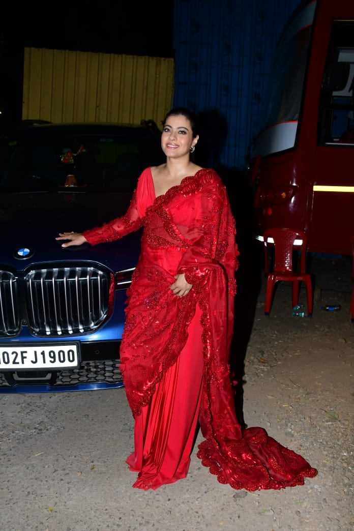 Kajol's Sparkly Red Saree With Backless Blouse is Perfect For New Brides