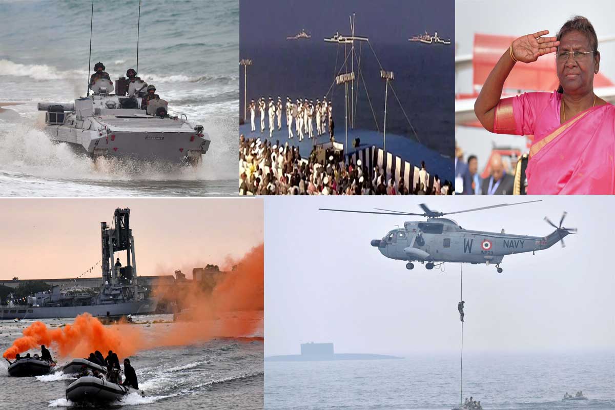 Navy Day: इंडियन नेवी ने शानदार युद्ध कौशल का प्रदर्शन किया, देखें फोटो