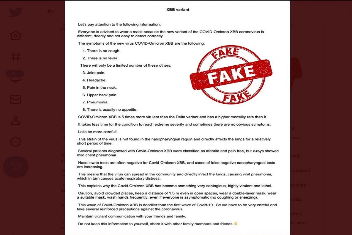 FACT CHECK: Viral WhatsApp Message On Omicron XBB Corona Variant Is Fake