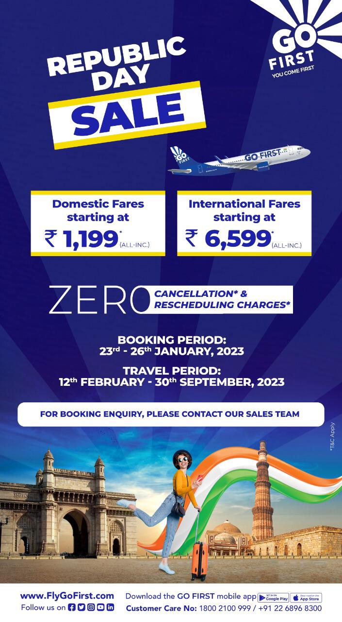 Go First Launches Republic Day Sale, Offers Massive Discount on ...