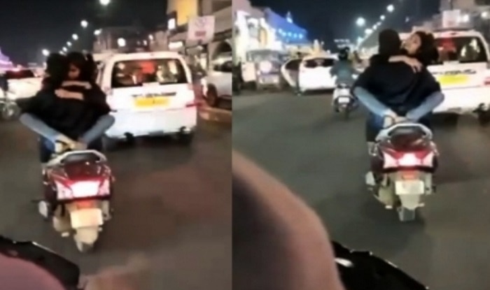 Watch Video Lucknow Girls PDA on Moving Scooty in Hazratganj Goes Viral