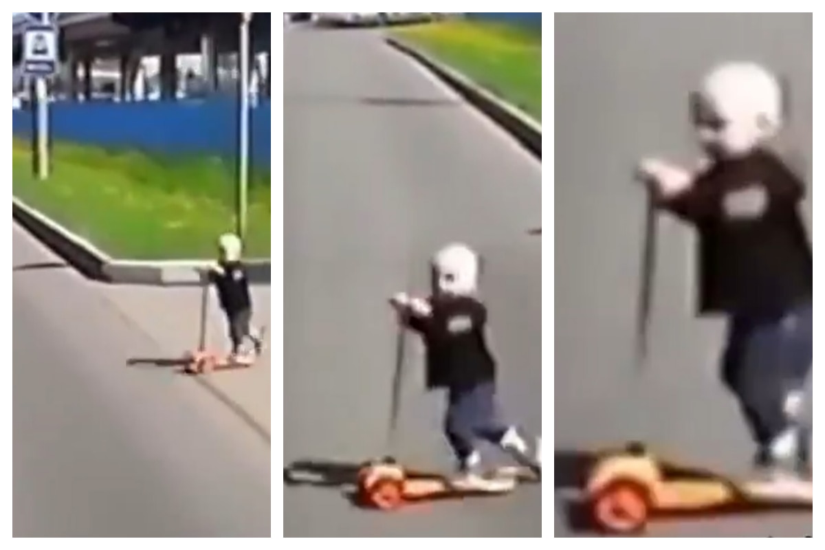 Scooter Riding Kid Appears In Front Of Speeding Vehicle What Happens ...