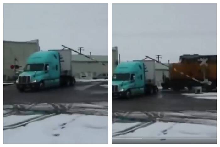 Viral Lorry Gets Stuck On Rail Track Train Hits It At High Speed What ...
