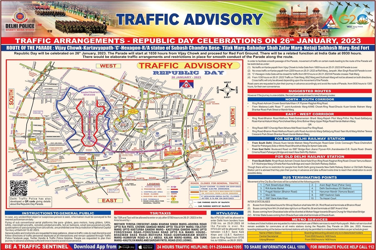 Republic Day 2023 Traffic Advisory: Road Closure, Diversions, Delhi ...