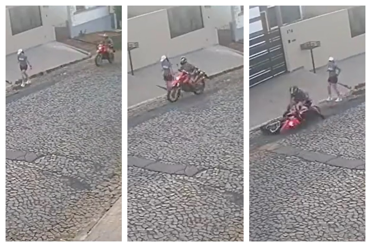 Biker Tries To Grope Woman Pedestrian, Gets Owned By Instant Karma | Watch Viral Video