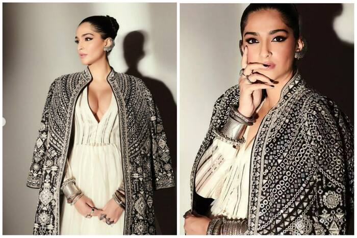 Sonam Kapoor Looks Divine in White Anarkali Jumpsuit, Styles With Black ...