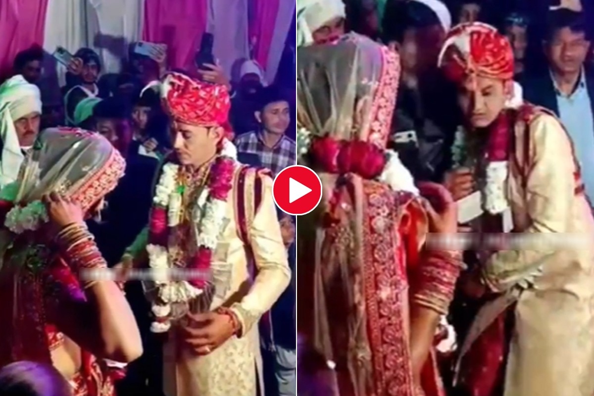 Groom Gets Romantic During Jaimala His Friends Give Him Shock Of His ...