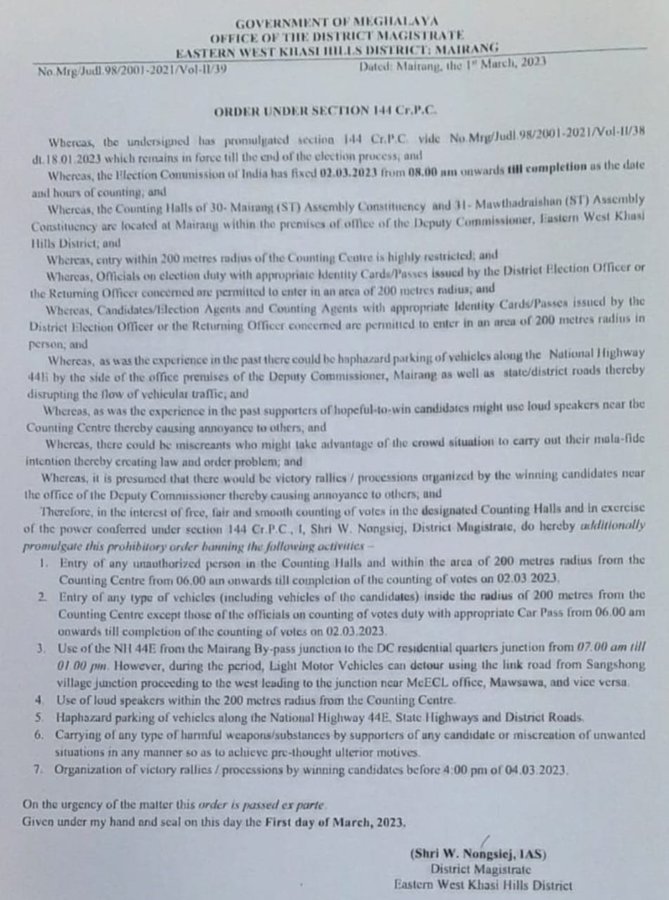 Meghalaya Assembly Election Result 2023: Section 144 Imposed In Eastern ...