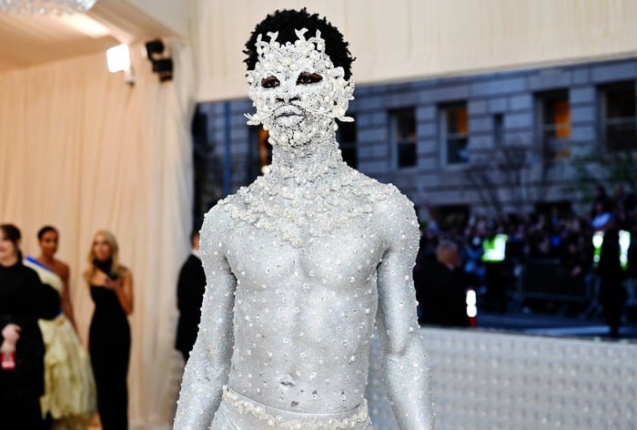 Lil Nas X Goes Bizarre in Crystal Outfit With Metallic Thong And ...