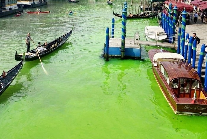 Viral Video: Venice Canal Patch Turns Fluorescent Green