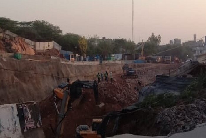 Portion Of Road Caves In During Excavation In Delhi's Maidan Garhi ...