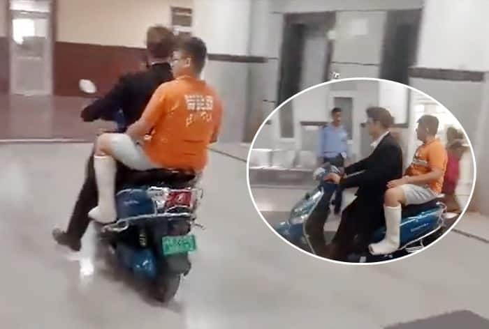 Video| Father Takes Injured Son To 3rd Floor On Scooter Due To Wheelchair Shortage At Kota Hospital