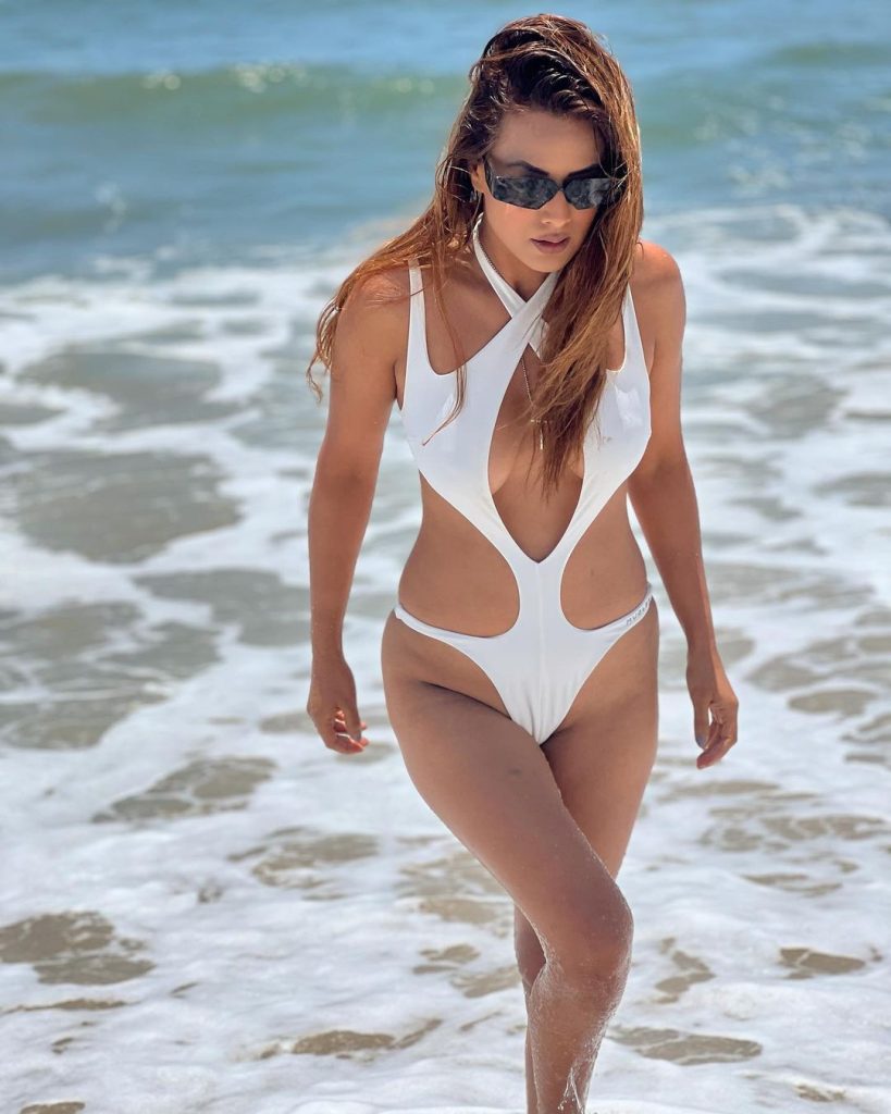 Nia Sharma Sets The Internet Ablaze in Scorching Hot White Cut Out Monokini Pics