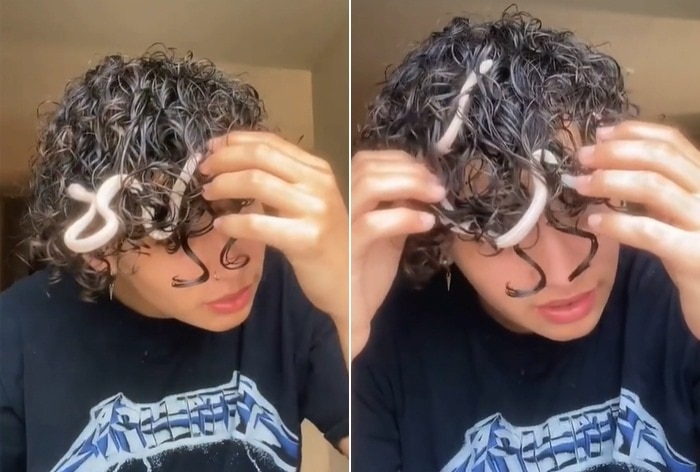 Viral Video: Tiny pet snake gets stuck in man’s curls, internet says ...