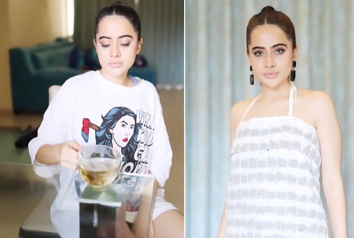 Urfi Javed Stuns in Hot Dress Made of Tea Bags Netizens go Bonkers Watch