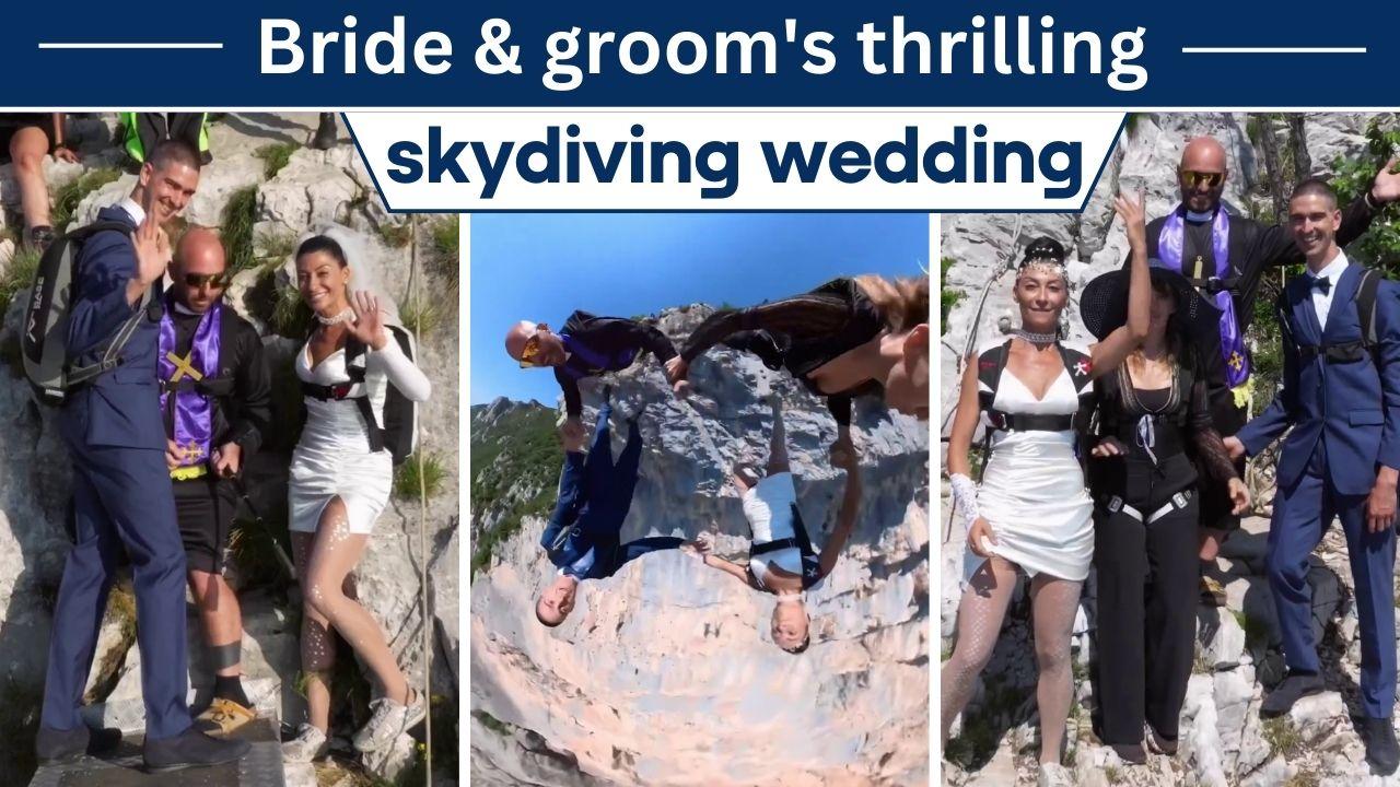 Viral Video: Bride And Groom Celebrate Wedding By Skydiving Off High ...