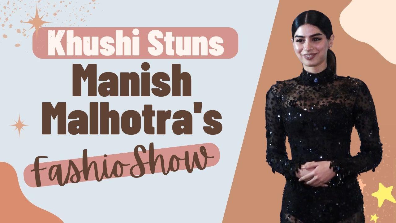 Khushi Kapoor Raises Temperature In Shimmery Black Outfit At Manish Malhotra's Show, Poses With ...