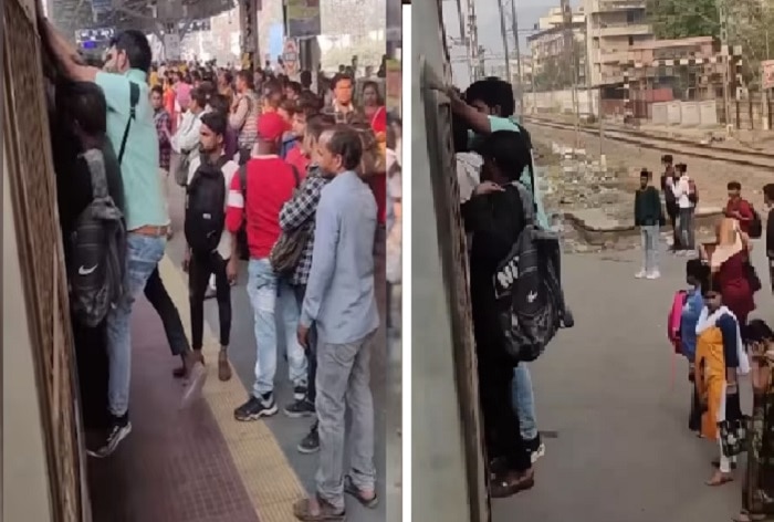 Viral Video: Mumbai Man Hangs Outside Overcrowded Local Train, Internet ...
