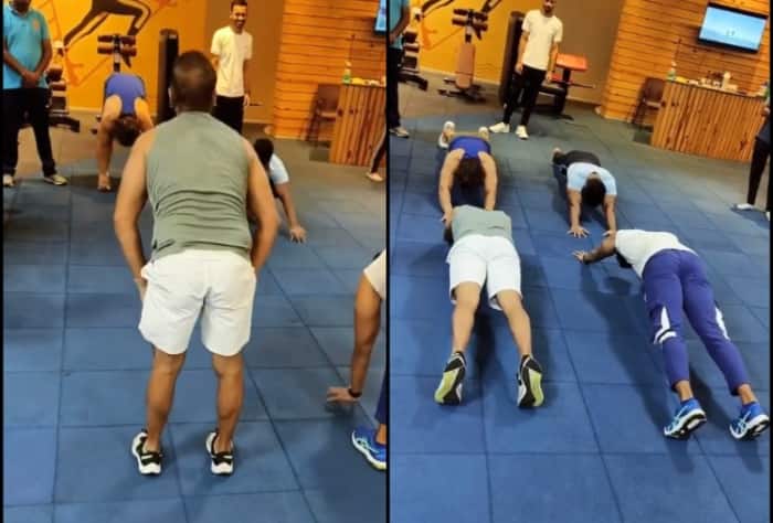 MS Dhoni Sweats It Out At Gym, Engages In Work-Out Challenge With ...