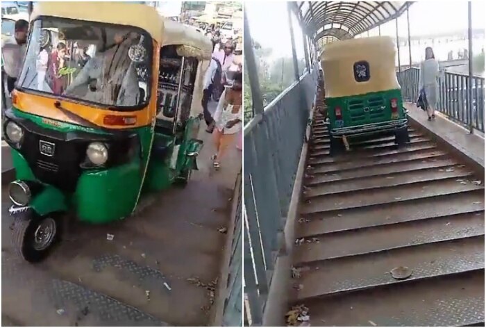 WATCH: Viral Video Shows Auto Rickshaw Plying On Crowded Foot Bridge In ...