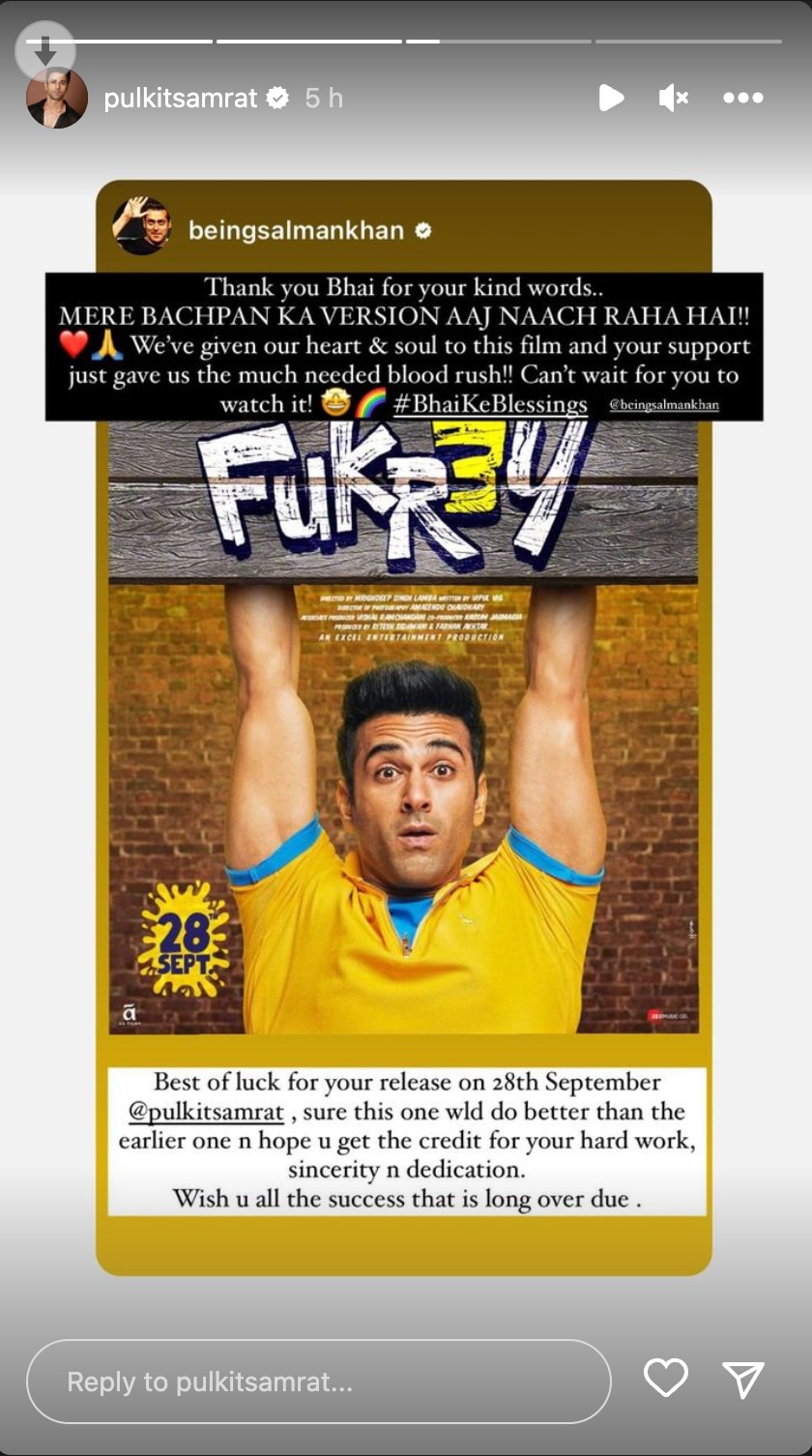 Pulkit Samrat REACTS After Salman Khan Wishes Him Best For Fukrey 3