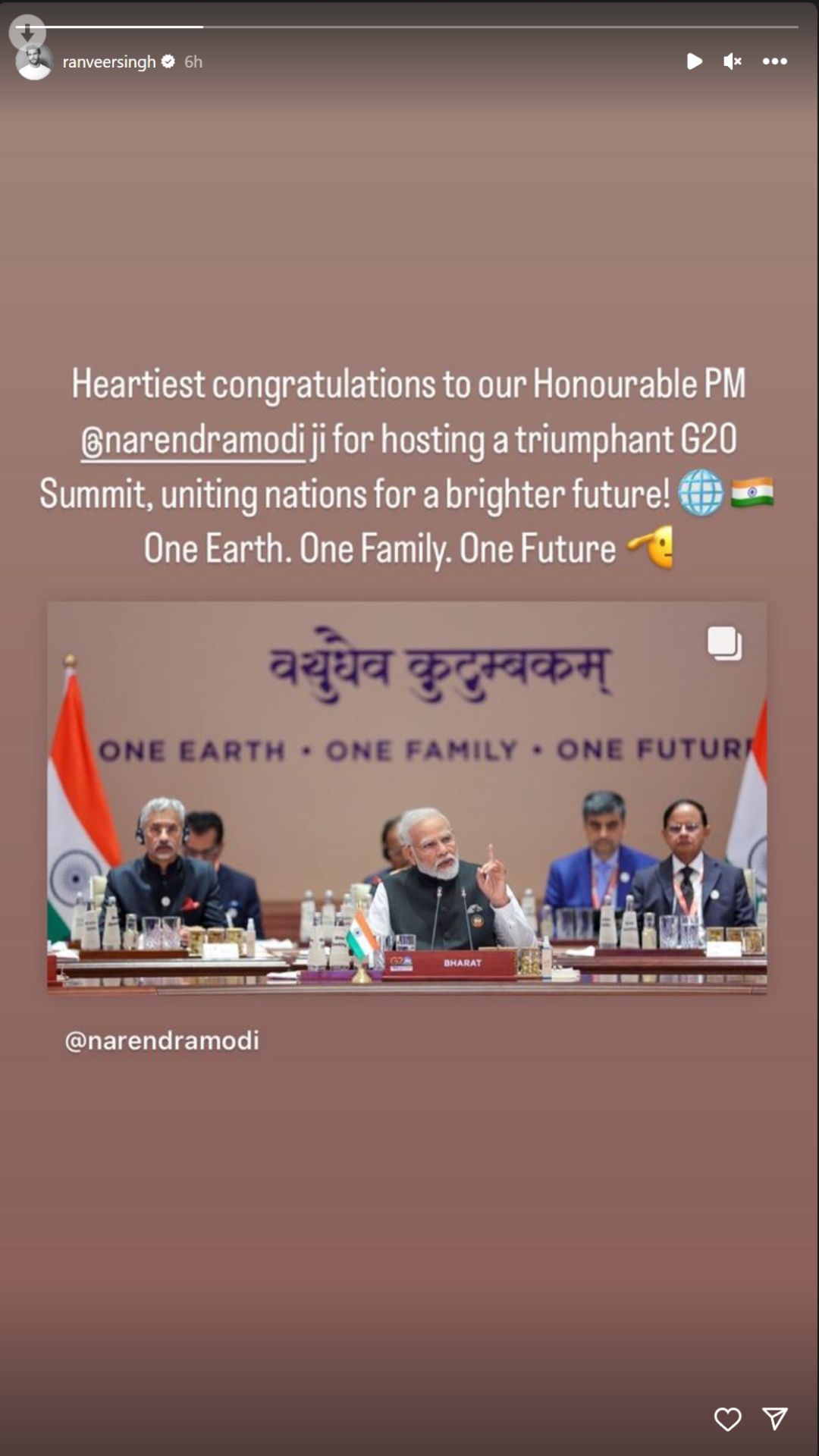 Ranveer Singh Congratulates PM Modi On India