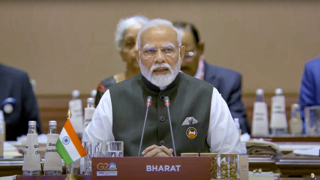 PM Modis Placard At G20 Inaugural Address Says