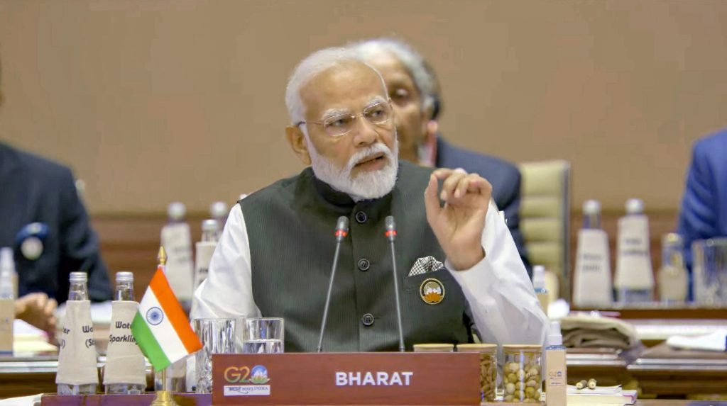 PM Modis Placard At G20 Inaugural Address Says